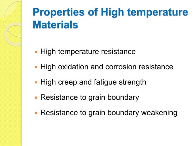 High Temperature Materials | PPTX | Chemistry | Science