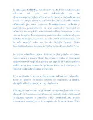 Música colombiana | PDF
