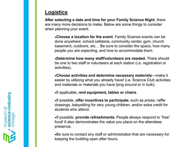 MSI Family Science Night Workshop IAN 2014 | PPT