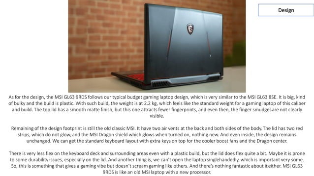 MSI GL63 9RDS Overview & Specs | PPT