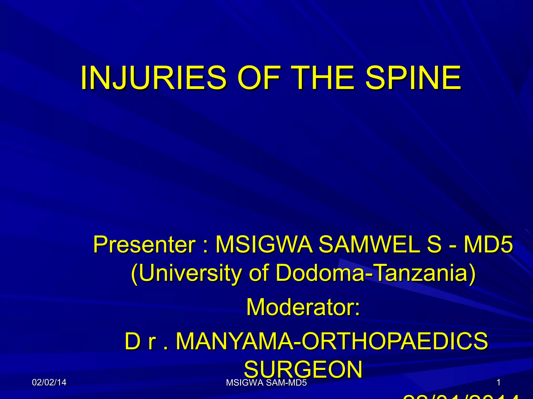 Msigwa spinal injuries | PPT