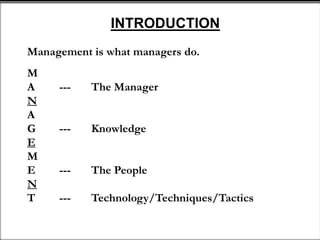 INTRODUCTION TO MANAGEMENT | PPTX