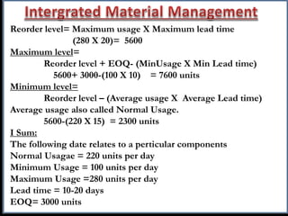MS II UNIT MATERIAL MANAGEMENT PPT | PPT