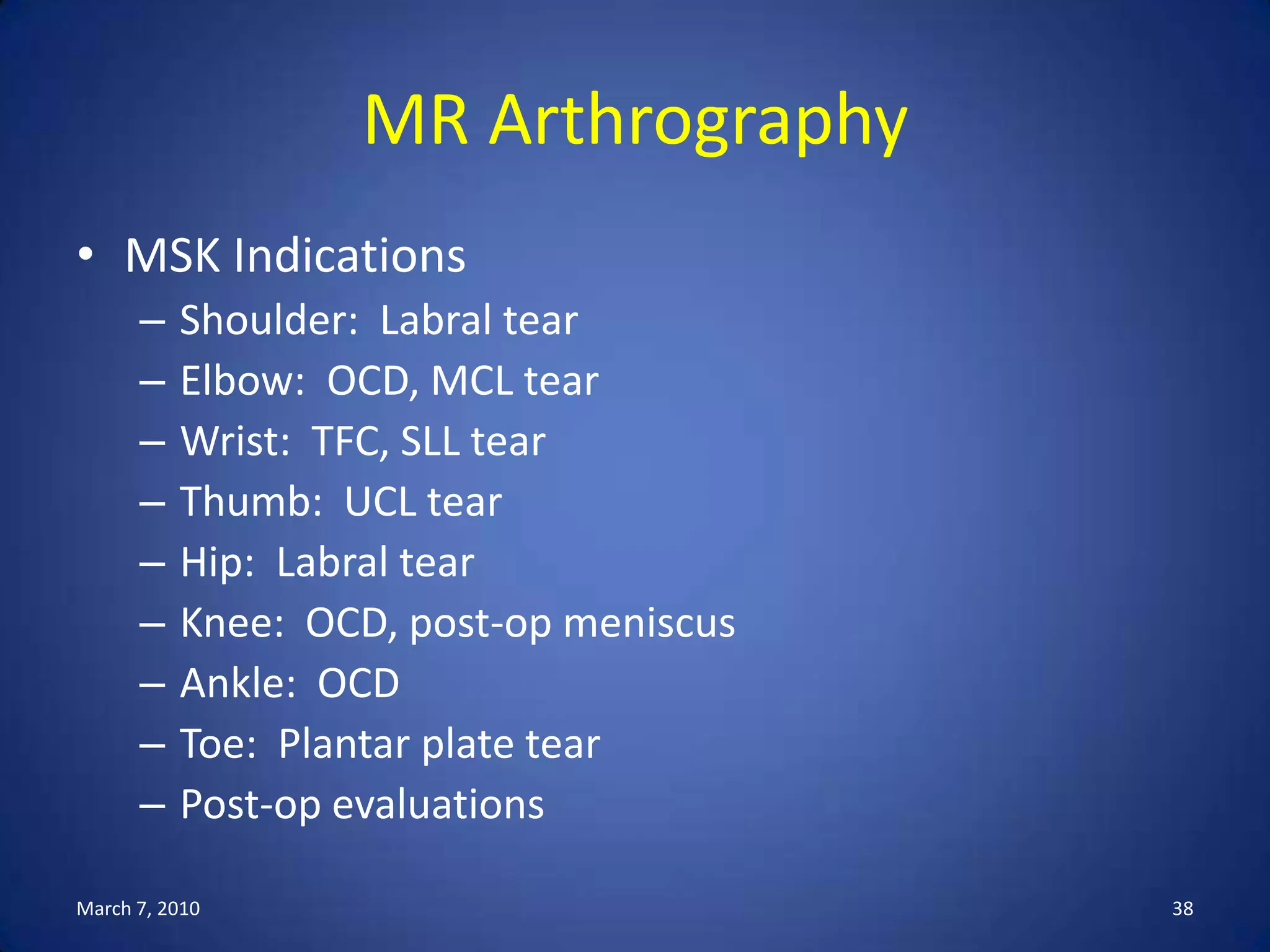 MSK Imaging Guidelines | PPT