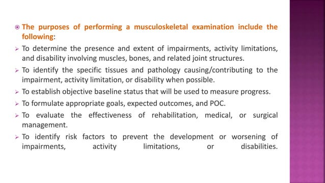 MSK Examination.pptx | Death, Injury, or Military Conflict | Sensitive ...