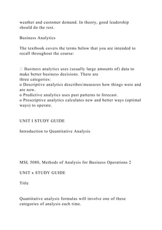 MSL 5080, Methods of Analysis for Business Operations 1 .docx