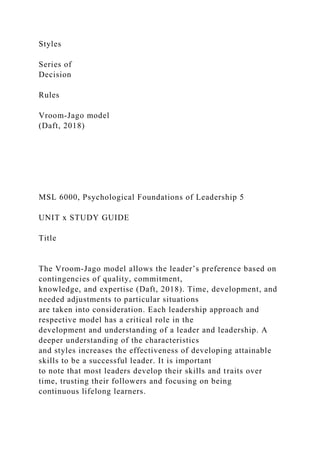 MSL 6000, Psychological Foundations of Leadership 1 .docx