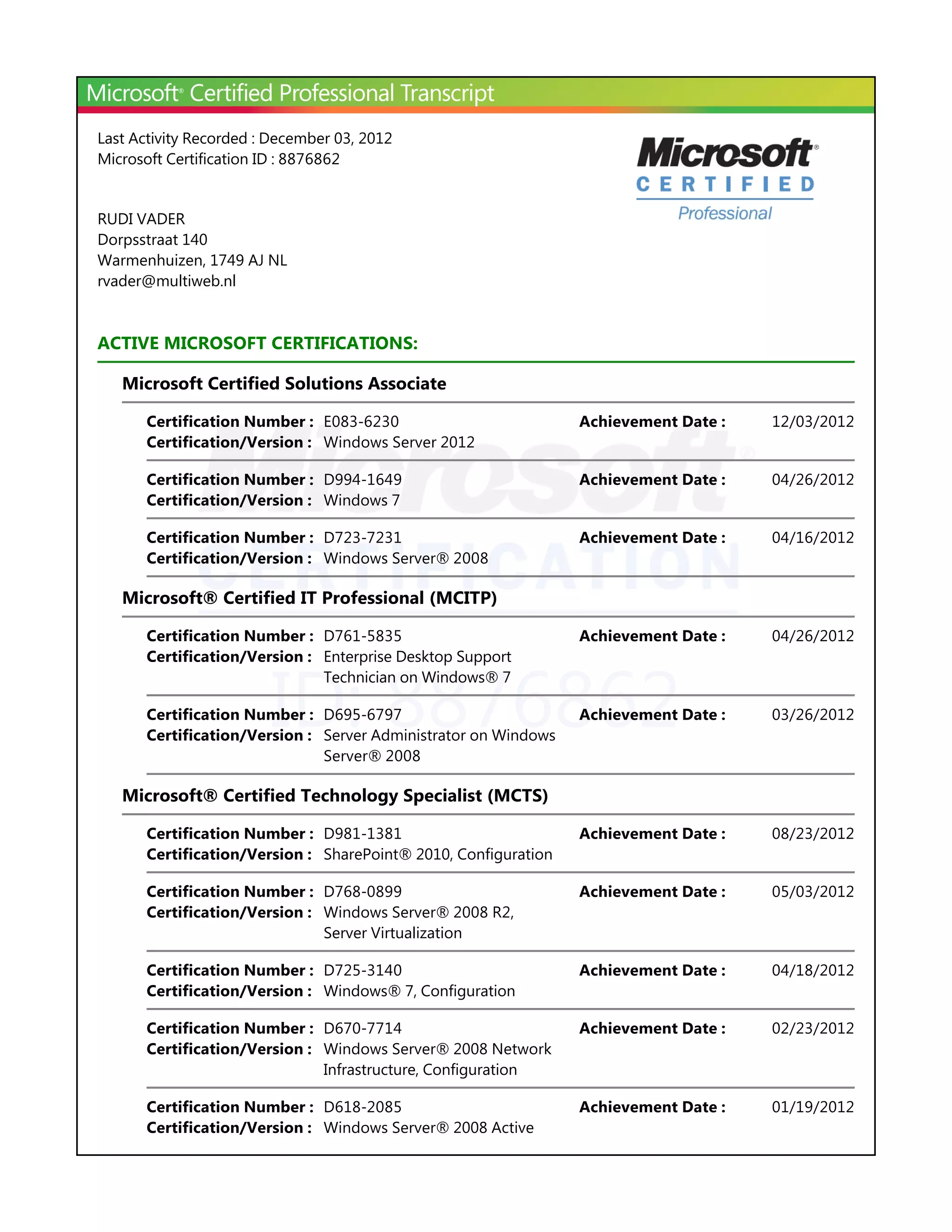 Ms learning transcript | PDF | IT and Internet Support | Internet