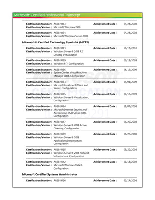 Ms Learning Transcript | PDF