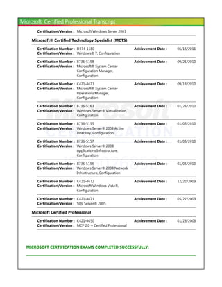 Ms Learning Transcript | PDF