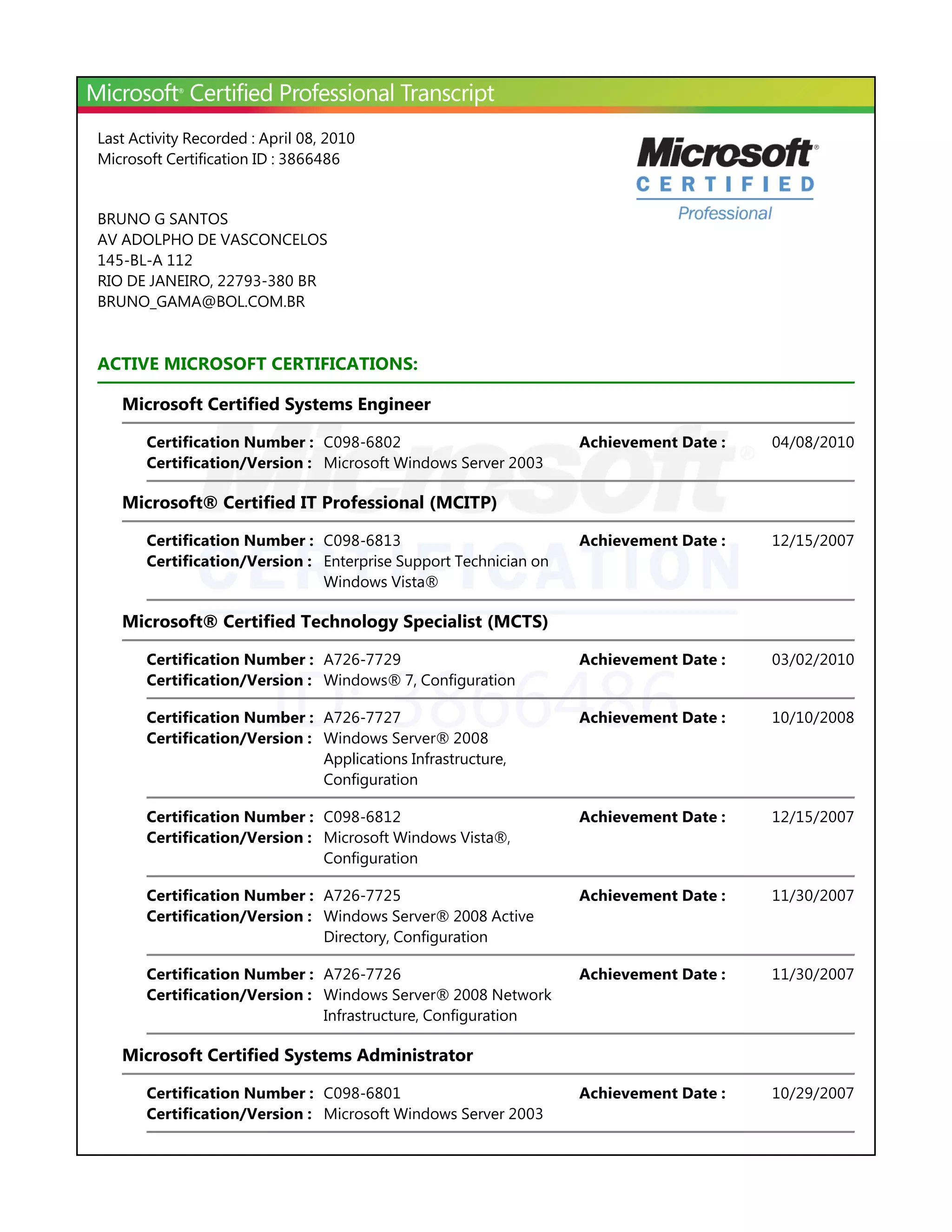 Microsoft Transcript | PDF | IT and Internet Support | Internet
