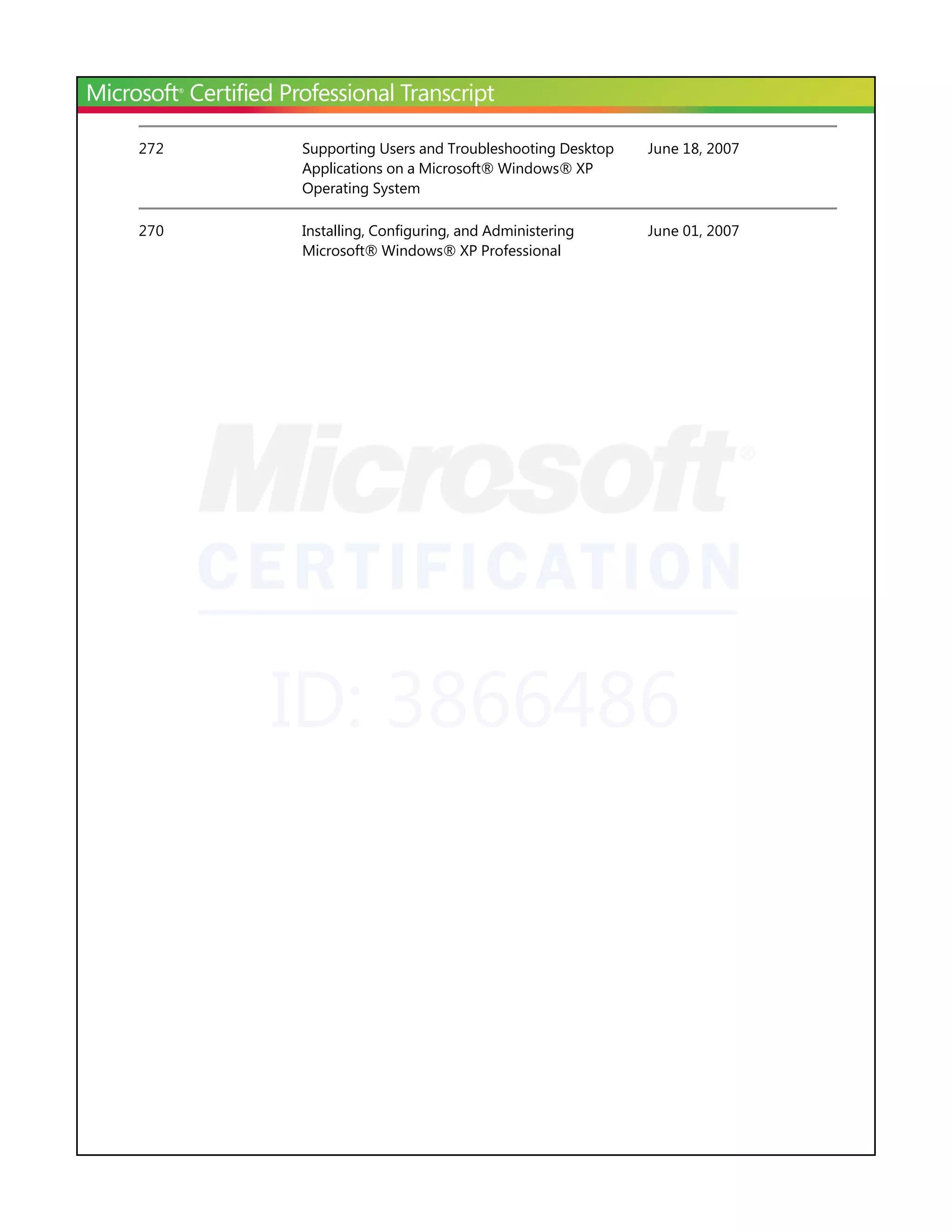 Microsoft Transcript Pdf