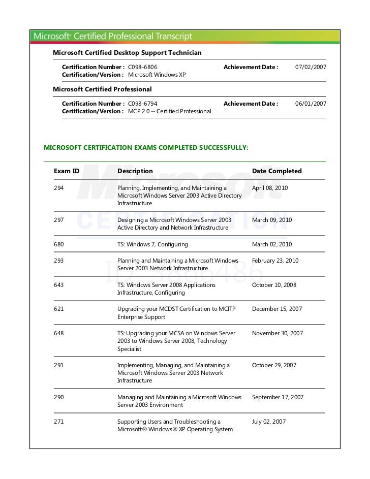 Microsoft Transcript