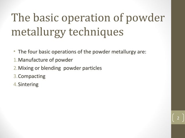 Basic Processes of Powder Metallurgy