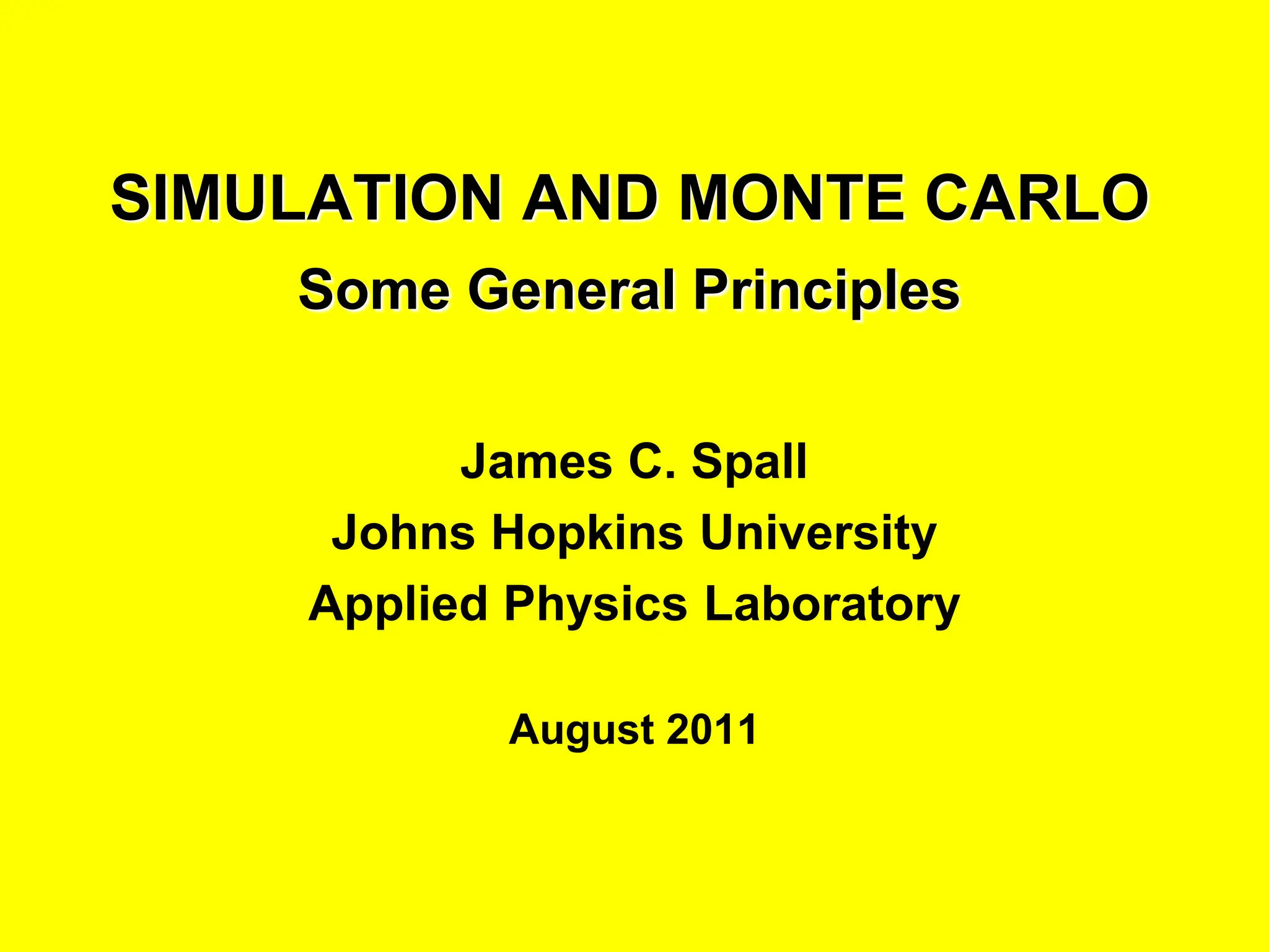 Simulation and monte carlo some general principles | PPT