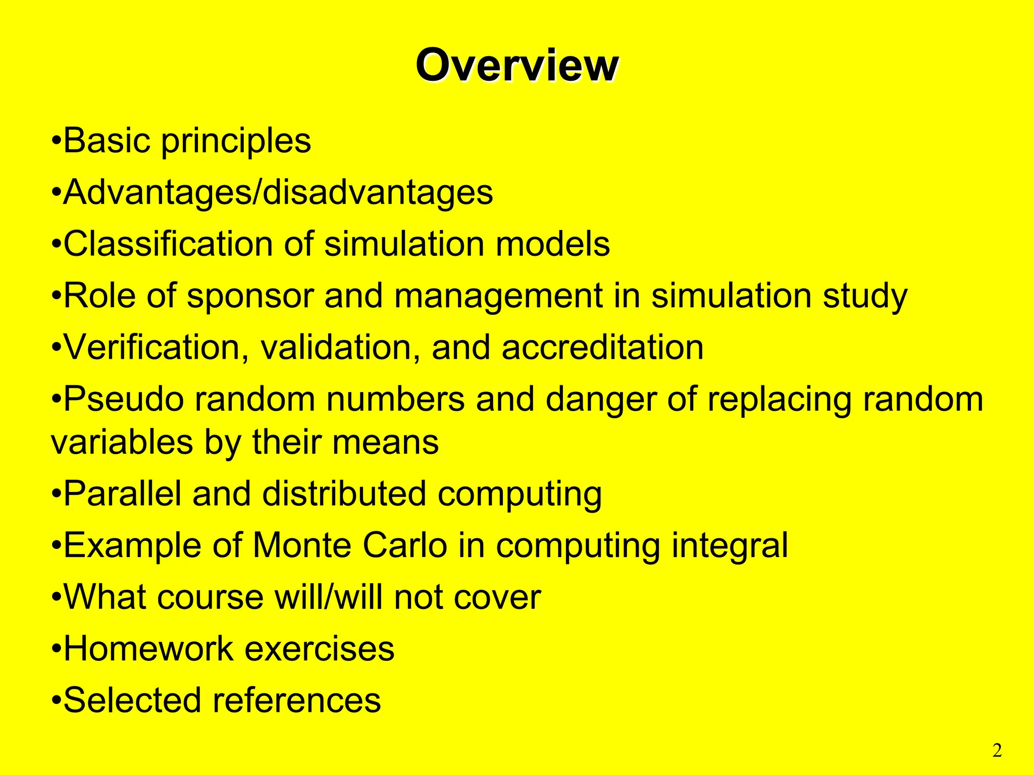 Simulation and monte carlo some general principles | PPT