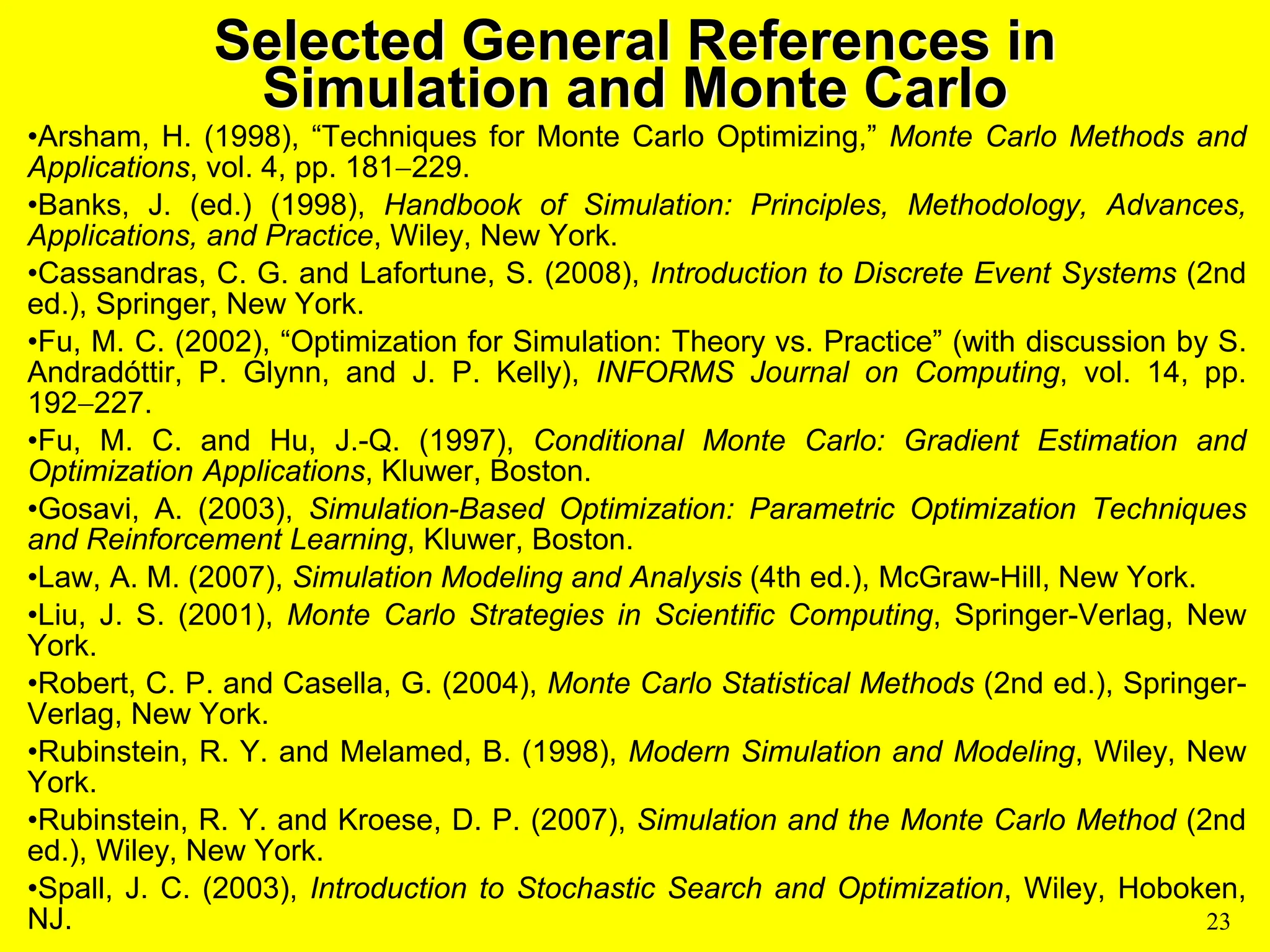 Simulation And Monte Carlo Some General Principles Ppt