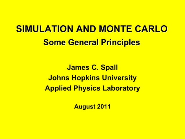 Simulation And Monte Carlo Some General Principles Ppt Free Download