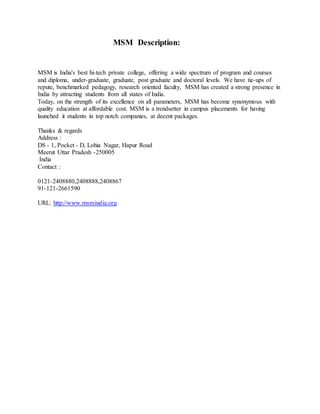 Msm descriptions | DOCX