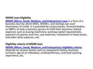 MSME Loan Eligibility | PPTX