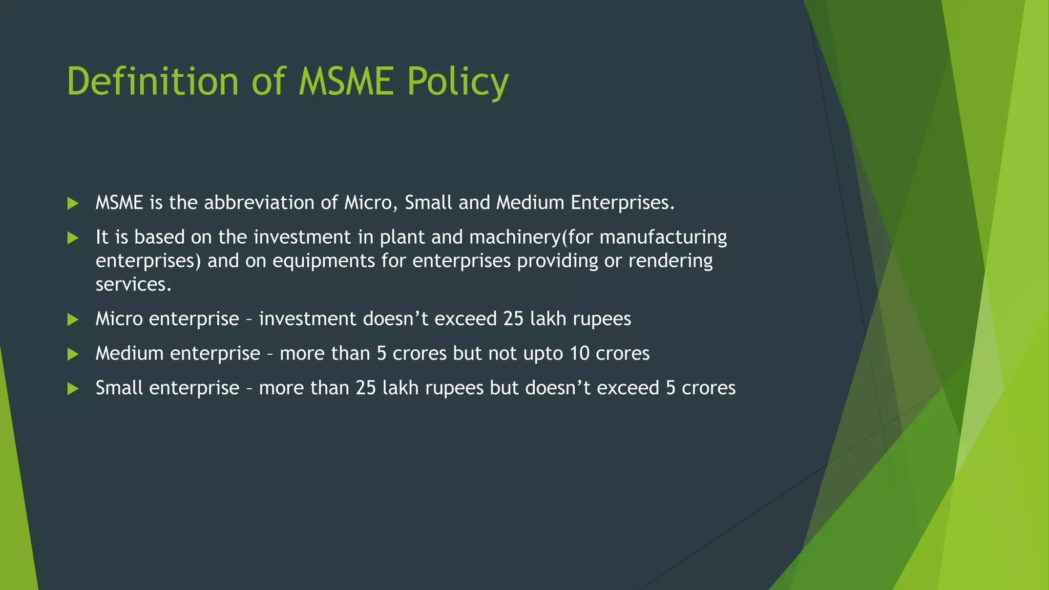 Msme policy in india | PPTX