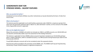 RESTRUCTURING OF MSMEs & CREDIT GUARANTEE SCHEME FOR SUBORDINATE DEBT (CGSSD) | PDF