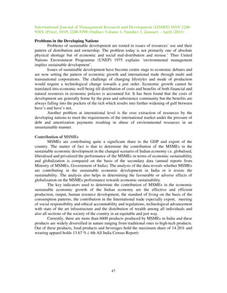 MSm Es and their role in ensuring sustainable economic development in india characterized | PDF