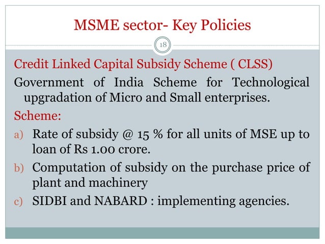 MSME Sector in India- An overview of the policy ecosystem | PPTX ...