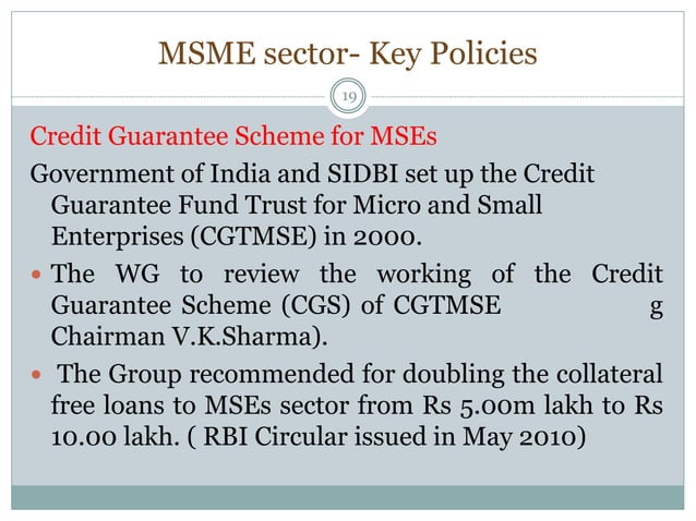 MSME Sector in India- An overview of the policy ecosystem | PPTX ...
