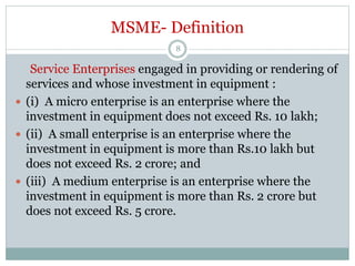 MSME Sector in India- An overview of the policy ecosystem | PPTX