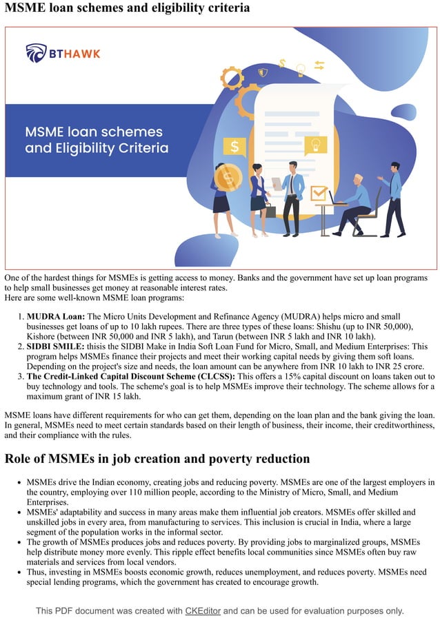 MSME ( Micro, small, and medium-sized enterprises MSMEs) Classification, Loan Schemes - 2024 ...