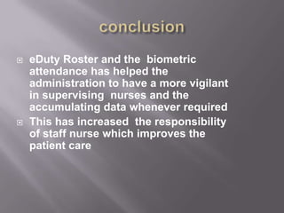 Influence e-Roster and biometric attendance in Nursing workflow | PPTX ...