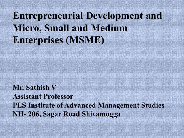Msme unit 1 | PPT