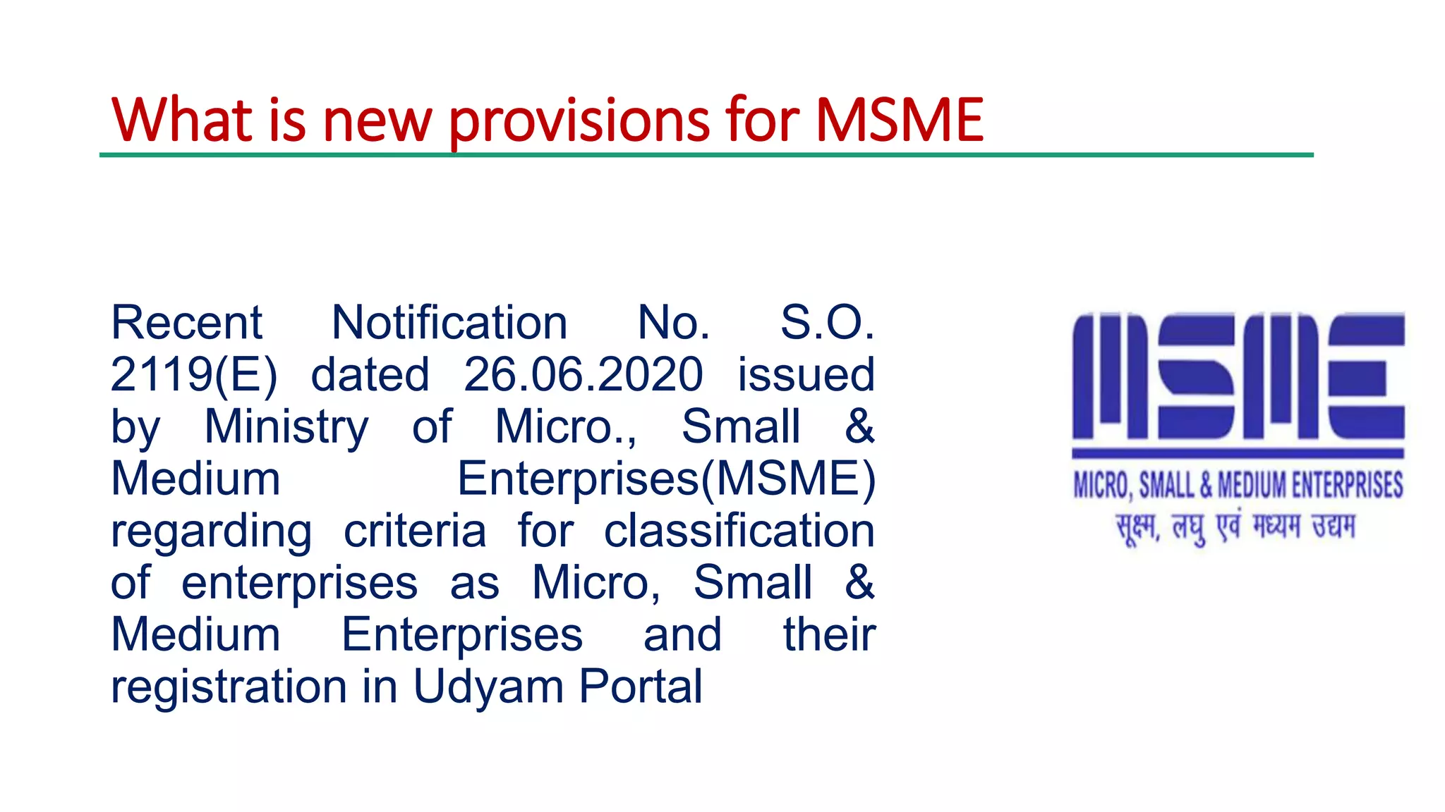 MSME new criteria from 01-07-2020 | PPTX | Business Accounting ...