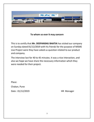 Msme visit project report | PDF