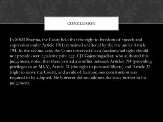 MsM Sharma vs sk sinha ppt on constition | PPT