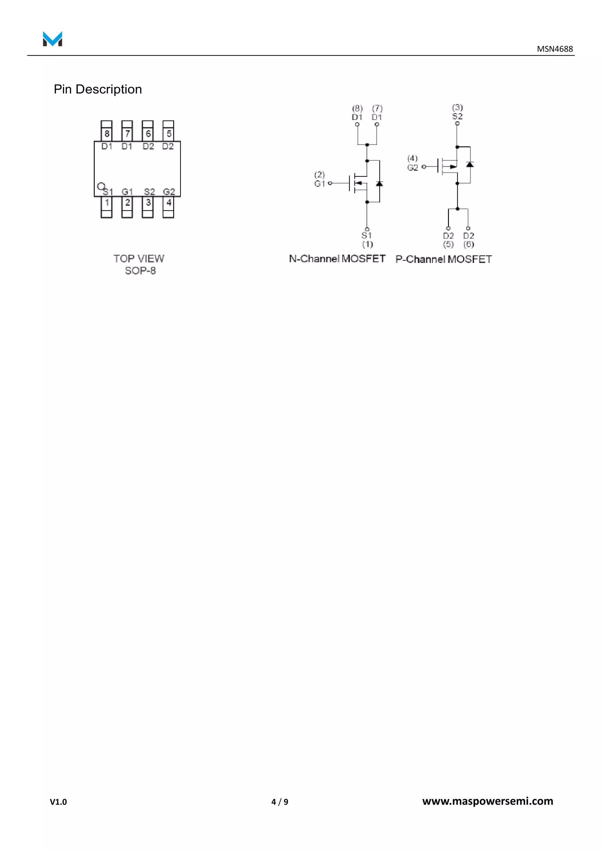 Original Dual MOSFET MSN4688 4688 SOP-8 New List of Unclassifed | PDF