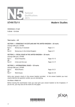 2015 National 5 Modern Studies exam | PDF