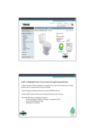 Presentation on Water Conservation, Water Efficient Products in India | PDF