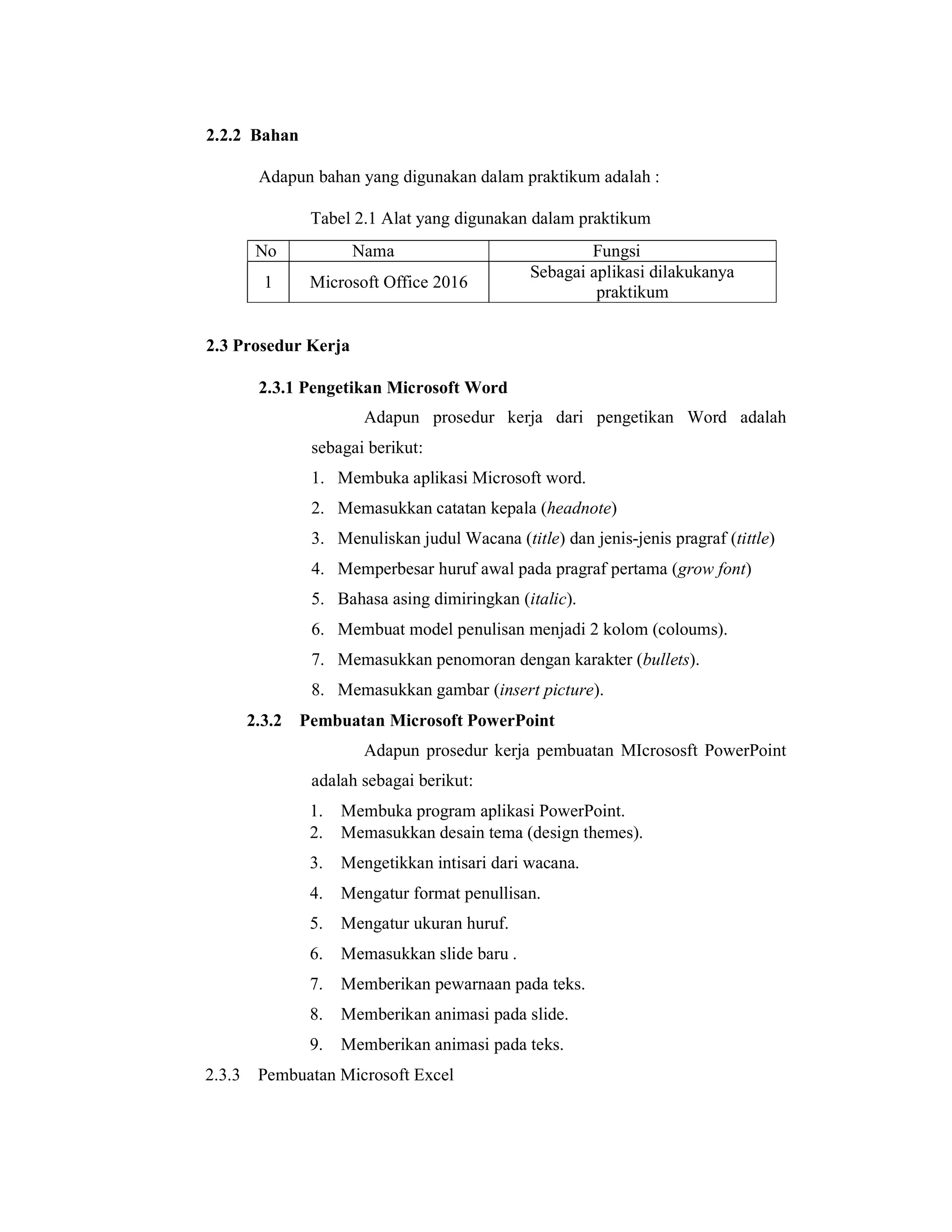 Laporan Praktikum Aplikasi Komputer Microsoft Office | PDF