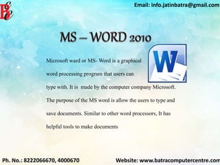 Basic Computer Training Centre in Ambala ! BATRA COMPUTER CENTRE | PPT