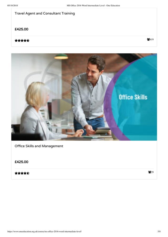 MS Office 2016 Word Intermediate Level - One Education | PDF