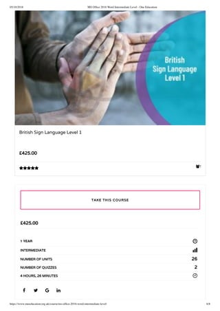 MS Office 2016 Word Intermediate Level - One Education | PDF