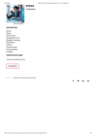 MS Office 2016 Word Intermediate Level - One Education | PDF