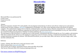 Ms Office Case Study | PDF