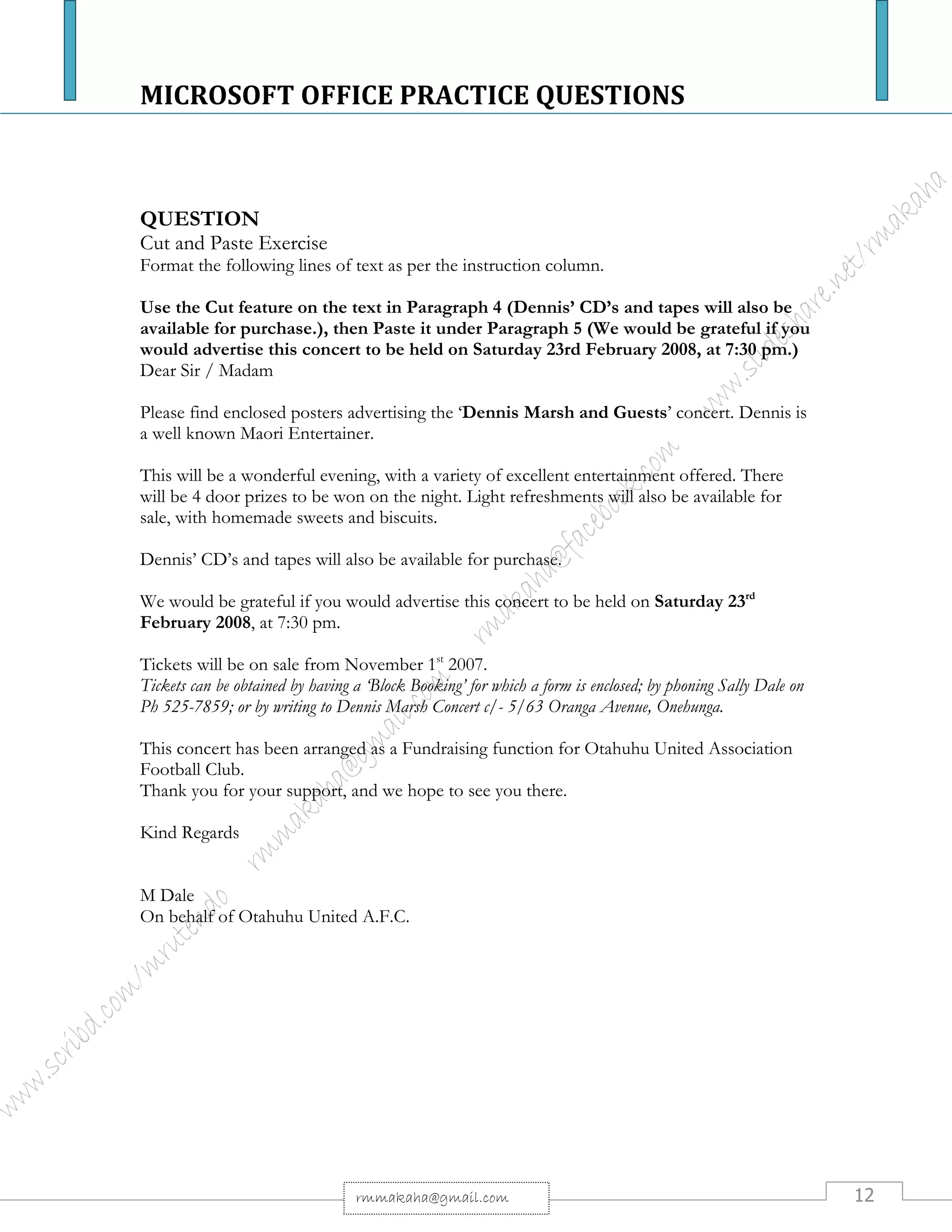 Microsoft Office Package: Practical Questions | PDF