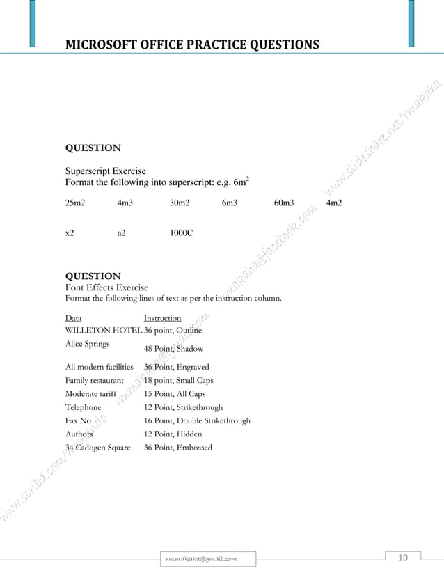 Microsoft Office Package: Practical Questions | PDF | Gardening | Home ...