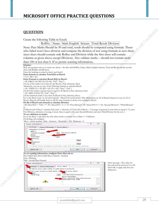 Microsoft Office Package: Practical Questions | PDF | Gardening | Home ...
