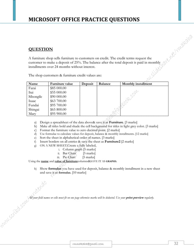 Microsoft Office Package: Practical Questions | PDF | Gardening | Home ...