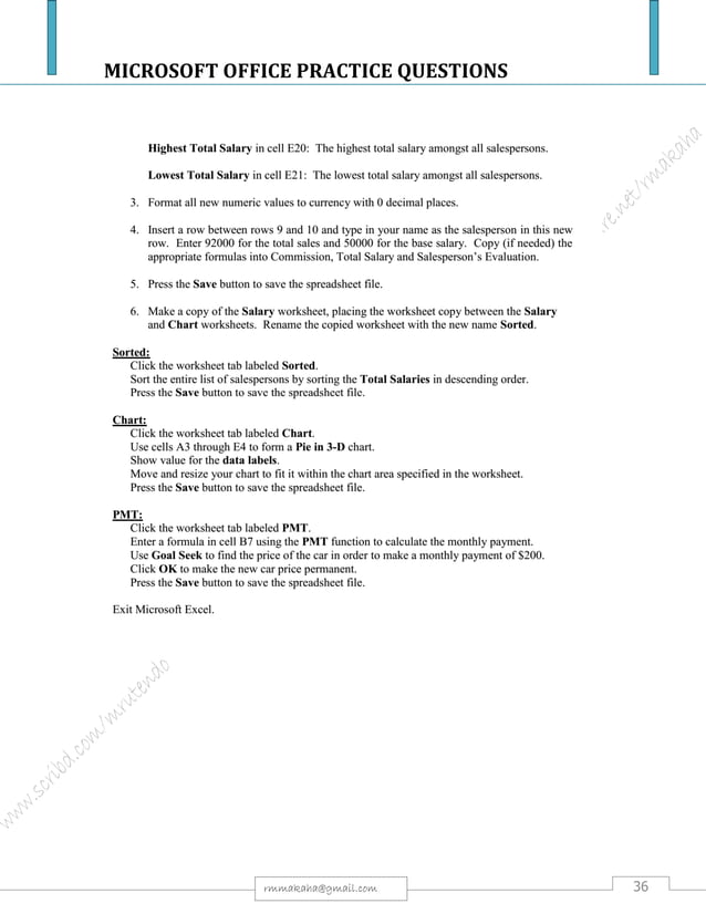 Microsoft Office Package: Practical Questions | PDF | Gardening | Home ...